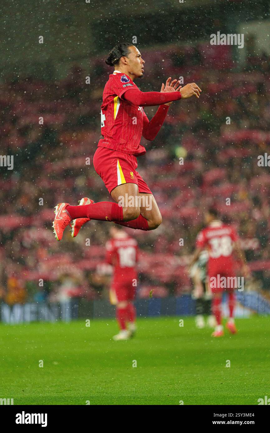 Virgil van Dijk of Liverpool in action during the Premier League match ...