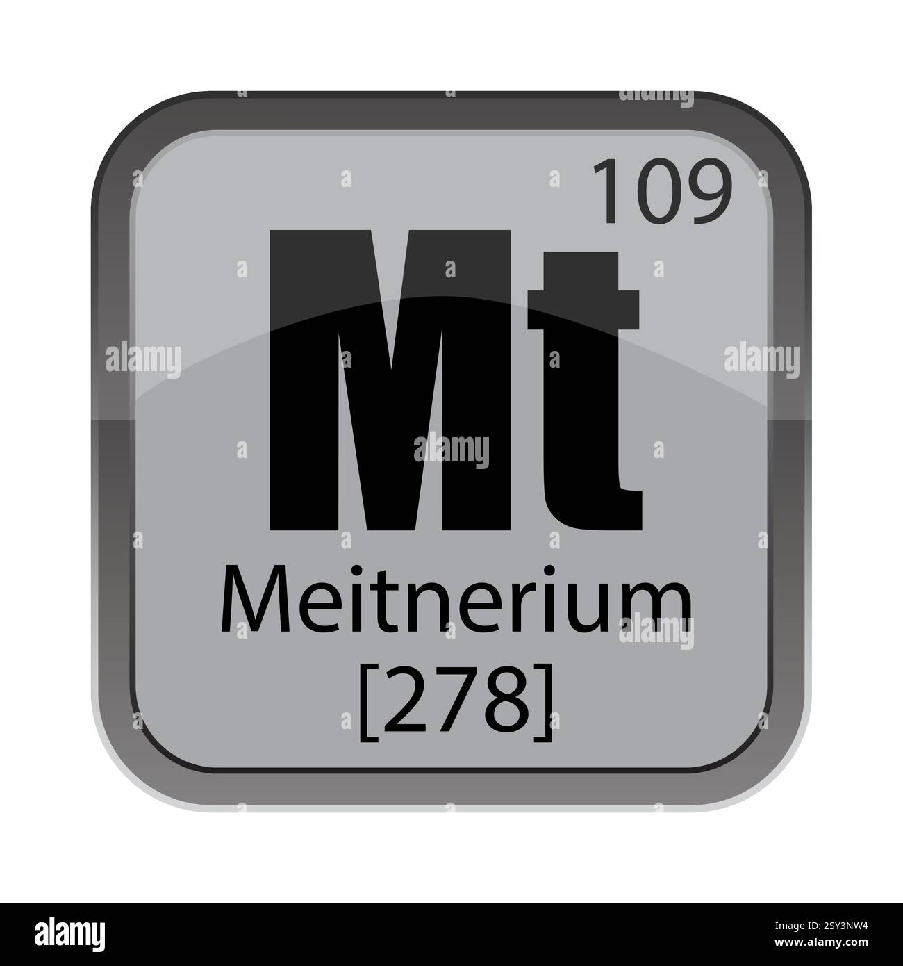 Meitnerium 278. 109 one hundred. Nine Mt symbol. Vector periodic ...