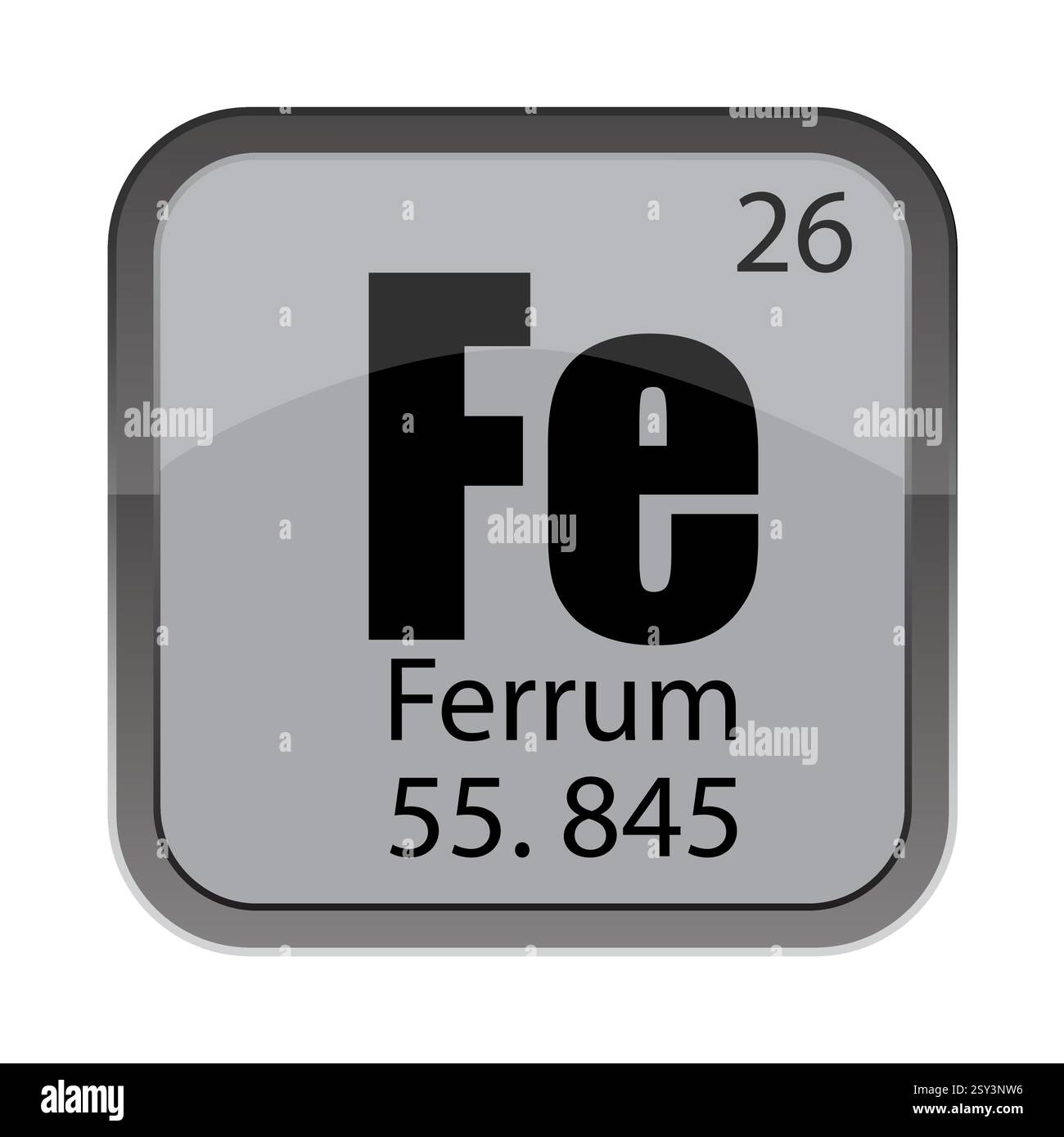Fe Ferrum symbol from table. Number 26 twentysix. Mass 55.845 fifty ...