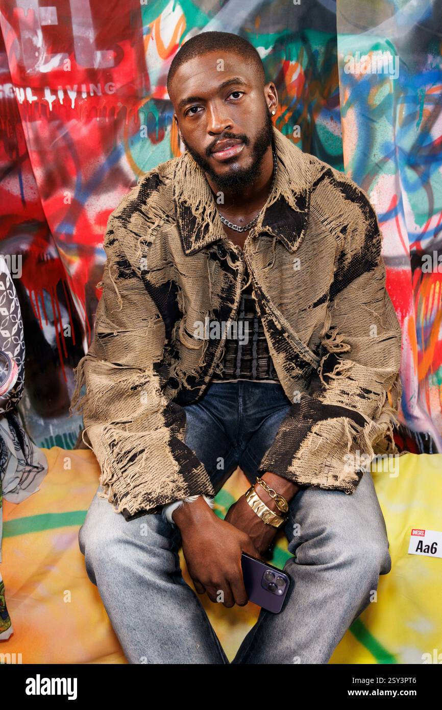 Milan, Italien. 26th Feb, 2025. Daliwonga attends DIESEL Autumn-Winter 2025 runway during Milan ...