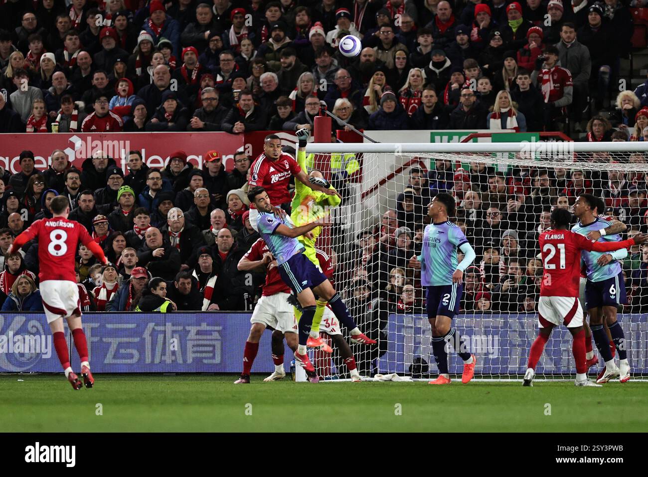 Matz Sels of Nottingham Forest punches clear during the Nottingham ...