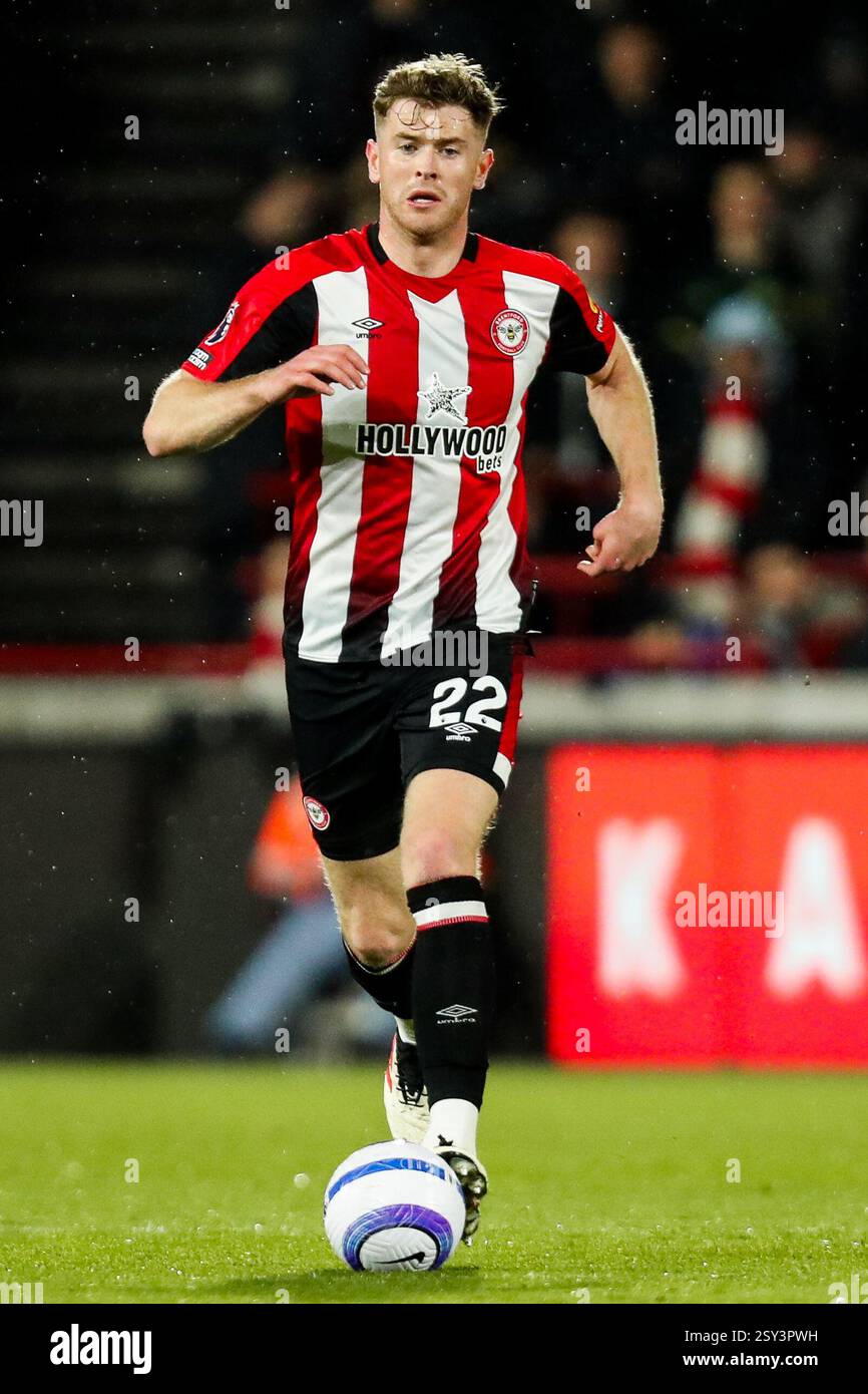 Nathan Collins of Brentford runs with the ball during the Premier ...