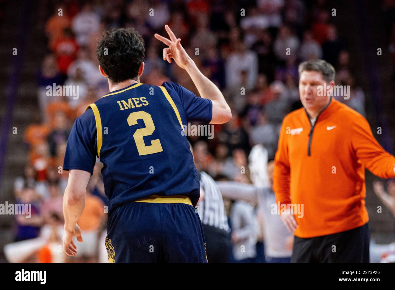Notre Dame guard Logan Imes (2) celebrates a 3-point basket against ...