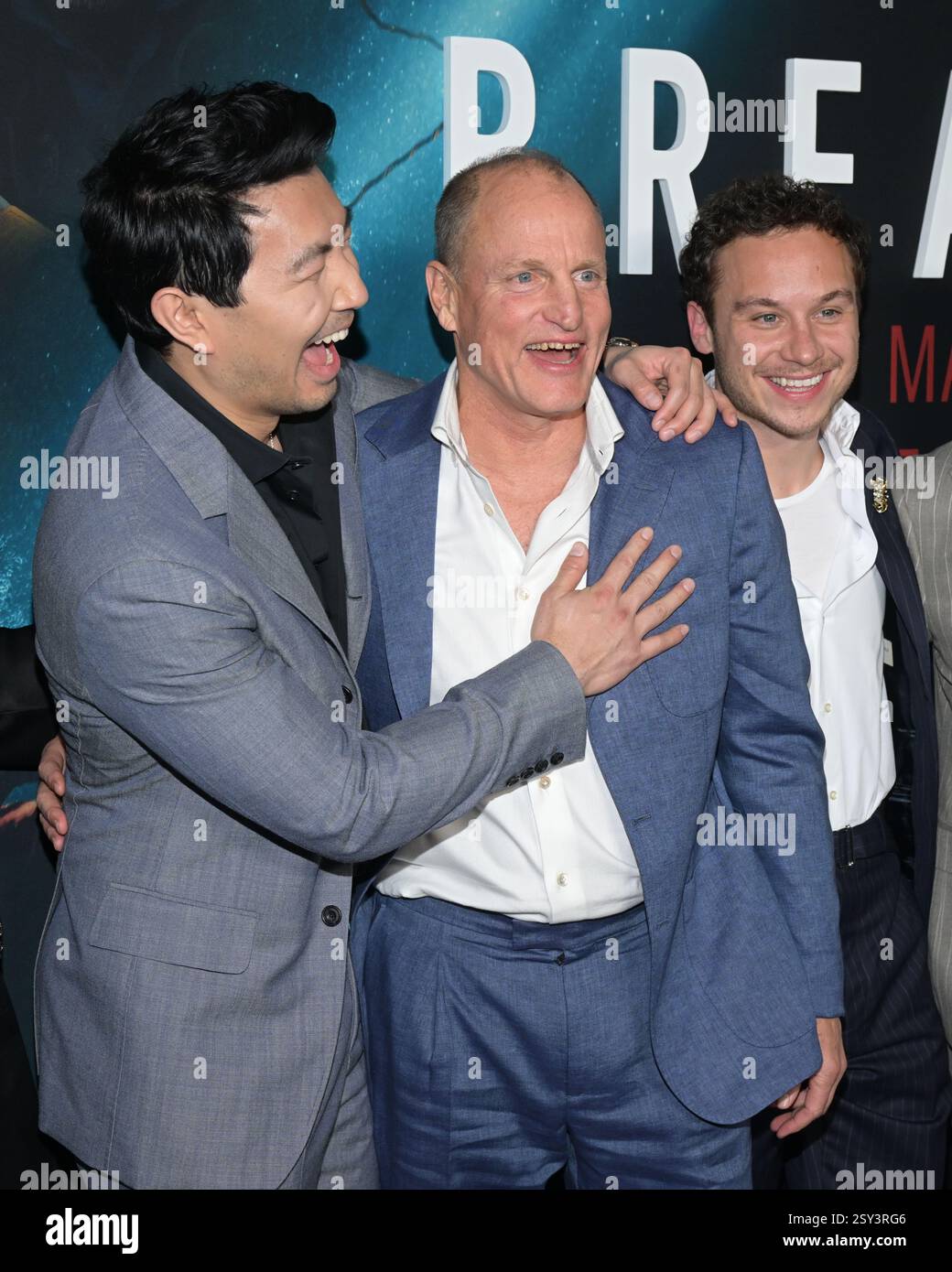 Simu Liu, Woody Harrelson, and Finn Cole Stock Photo - Alamy