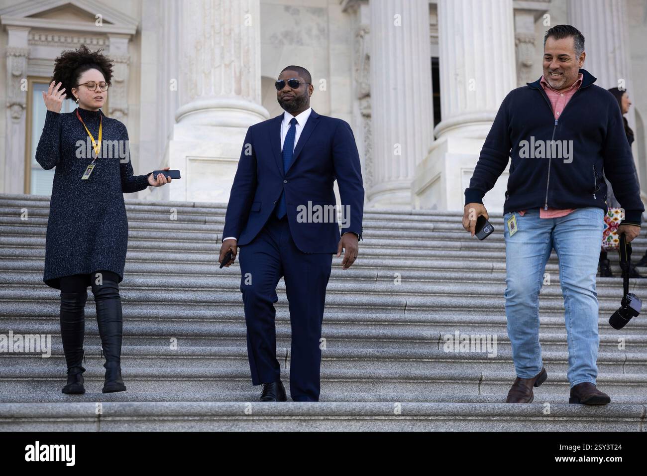Rep. Byron Donalds (R-Fla.) speaks with reporters as he departs a vote ...