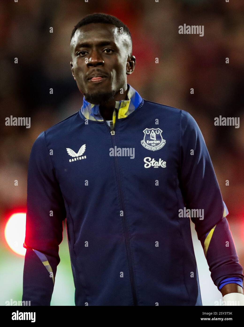 London, UK. 26th Feb, 2025. Idrissa Gueye of Everton lines up prior to ...