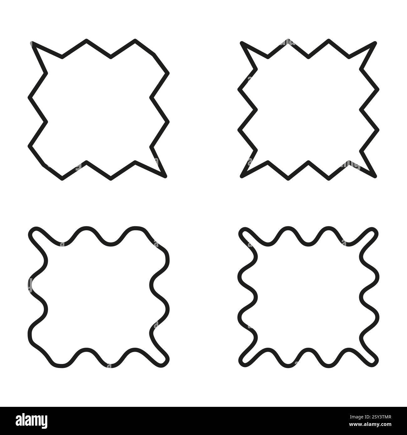 Polygonal frame icon. Jagged vector border. Wavy geometric outline ...