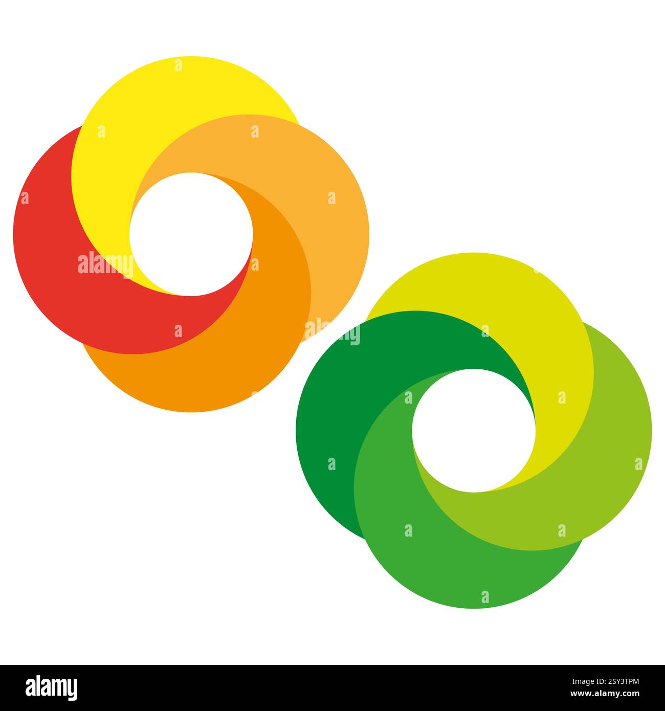 Colorful swirl shapes. Circular abstract icons. Vibrant gradient symbols. Rotating loop elements ...