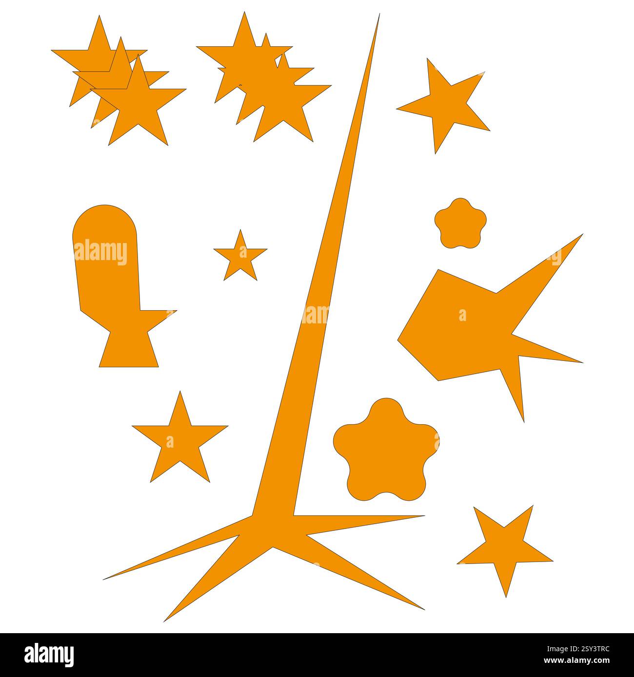 Various orange shapes. Starry silhouettes. Minimalist vector ...