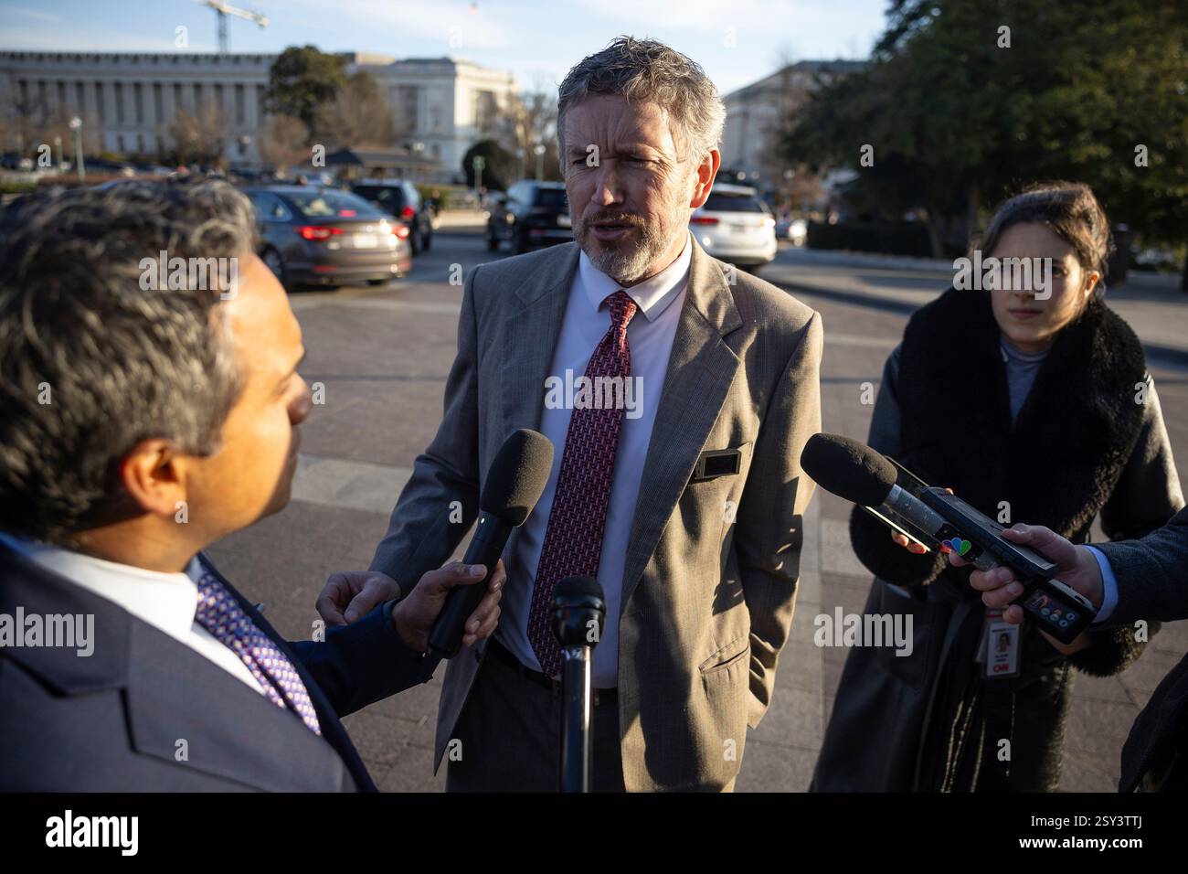 Rep. Thomas Massie (R-Ky.) speaks with reporters as he departs a vote ...
