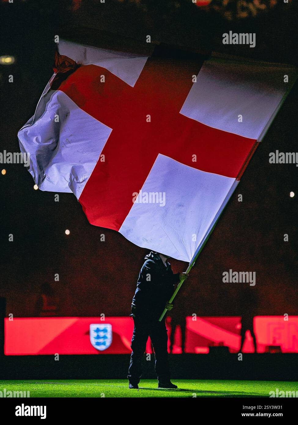 Wembley Stadium, UK. 26th Feb, 2025. England flag during the UEFA ...