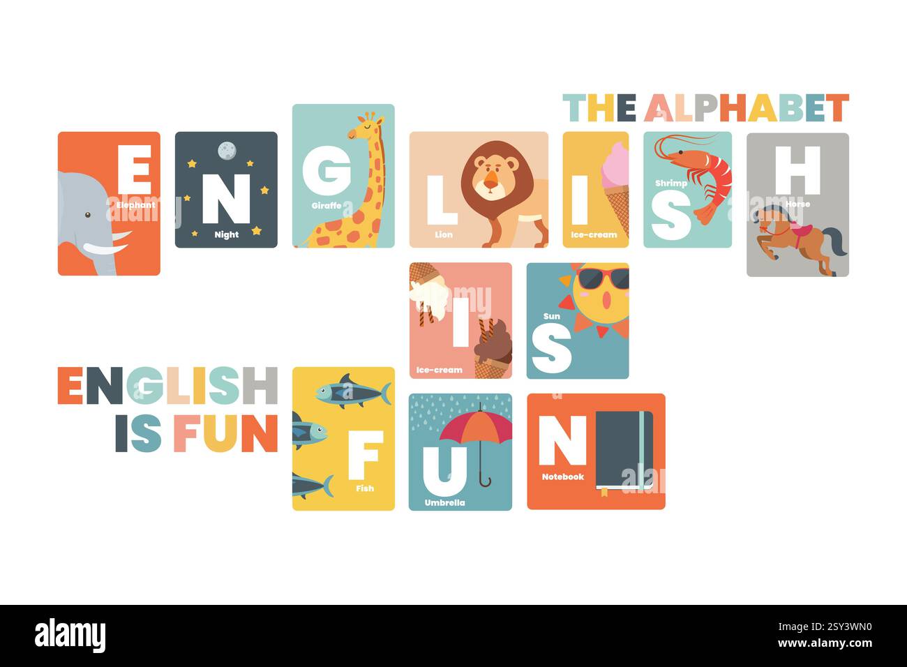 English is Fun. Alphabet Worksheet Cover. English alphabet for children ...