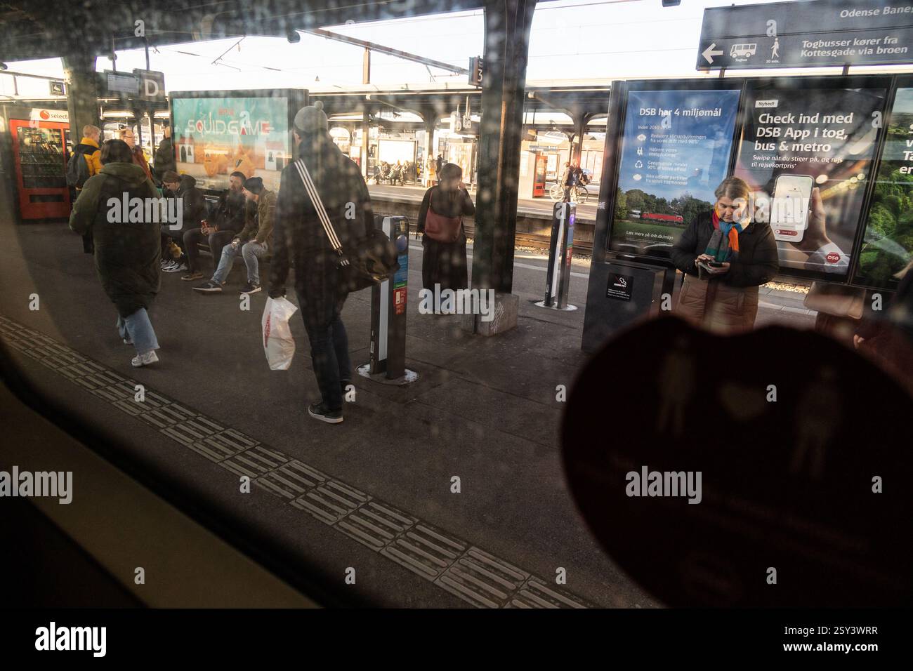Odense Station (Odense Banegård Center) platform seen through the ...