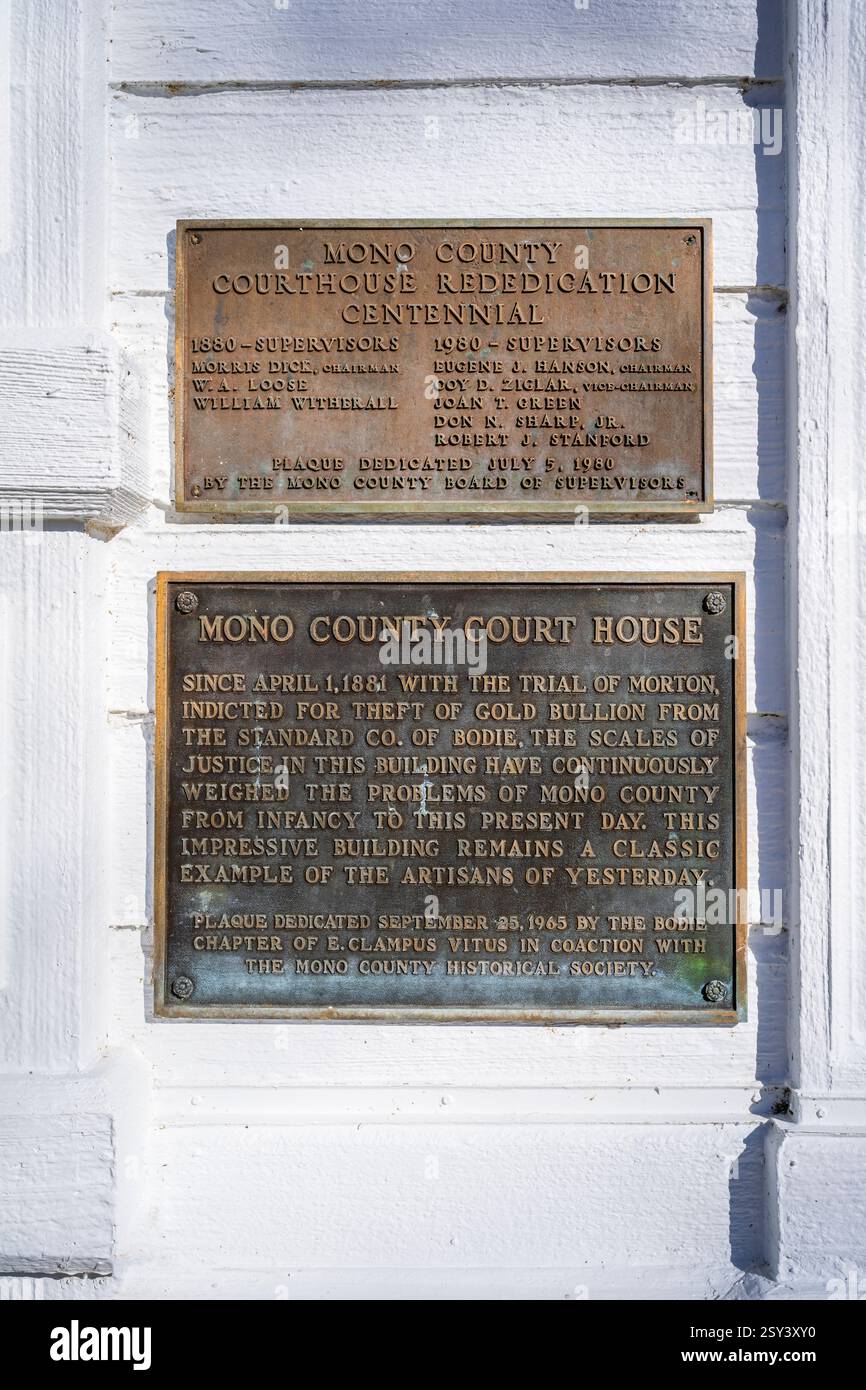 Historic plaque at the Mono County Courthouse, Bridgeport, California ...