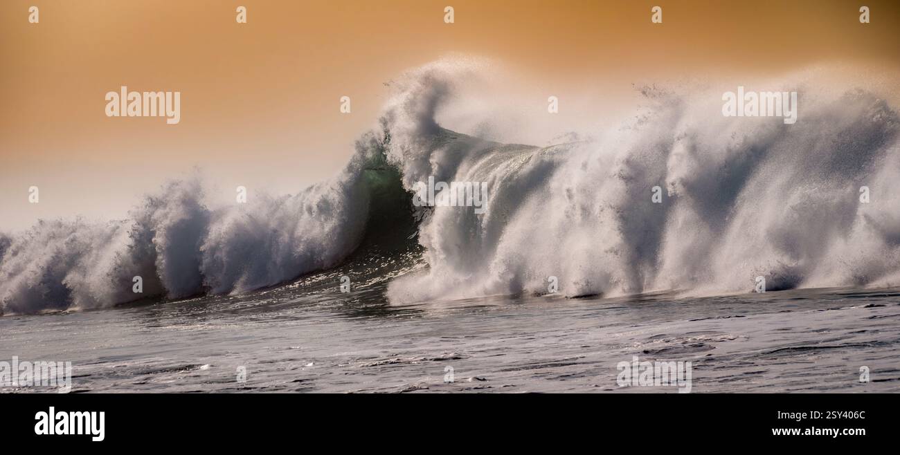 Large and powerful wave comes barreling in toward the surf with ...