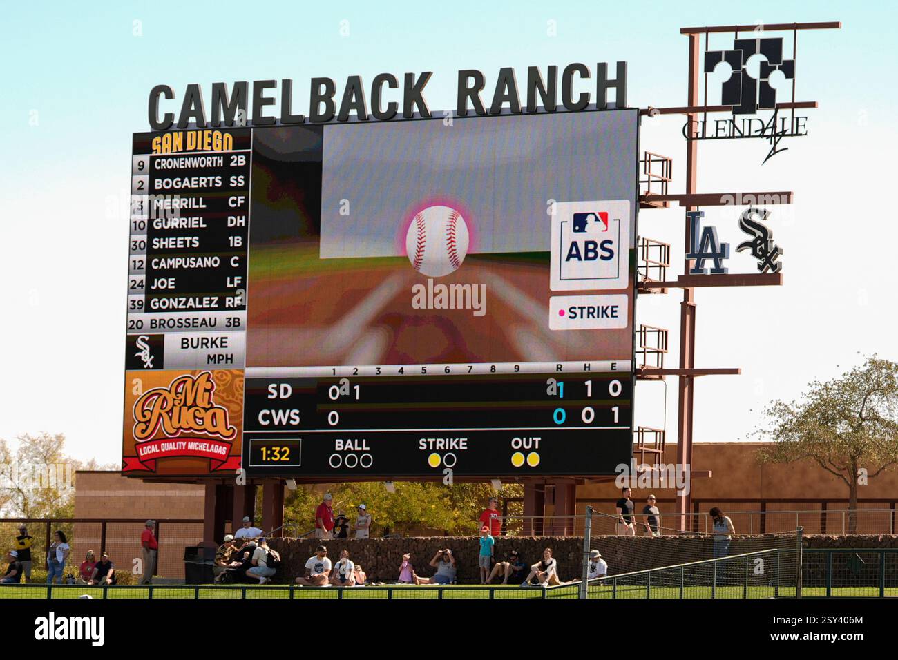 The Automated Ball-Strike System plays on the scoreboard after a pitch ...