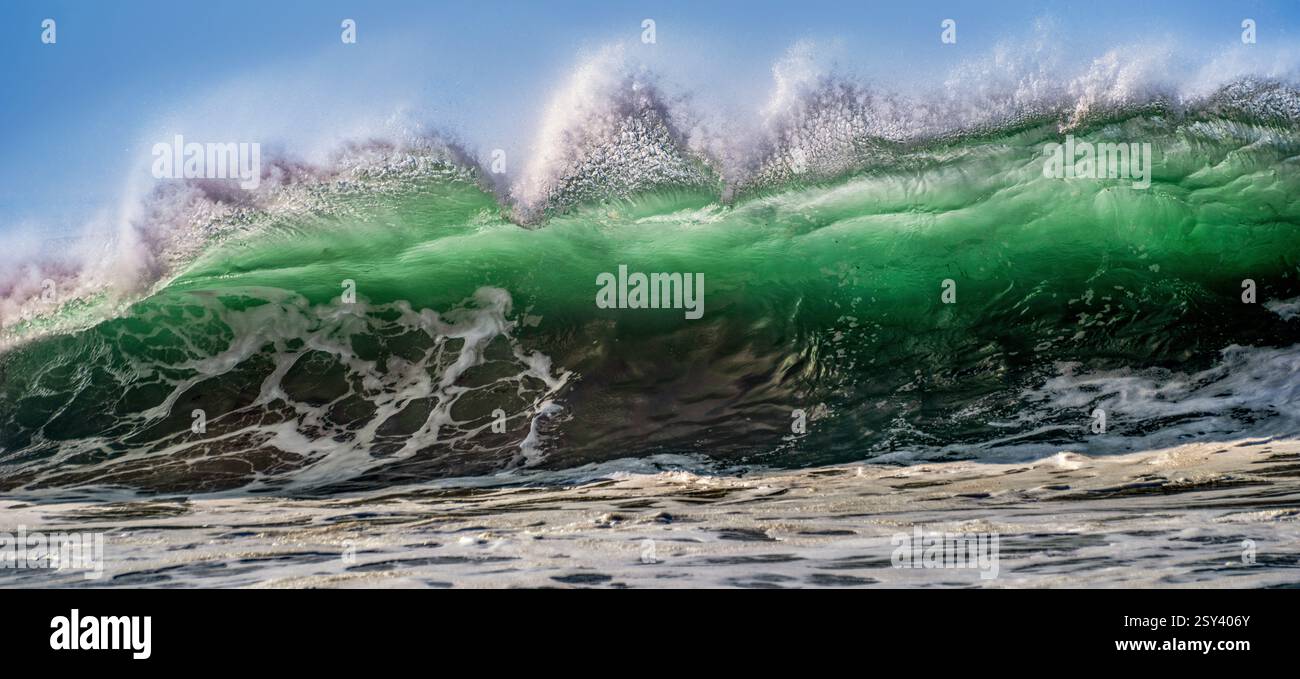 Large and powerful wave comes barreling in toward the surf with ...