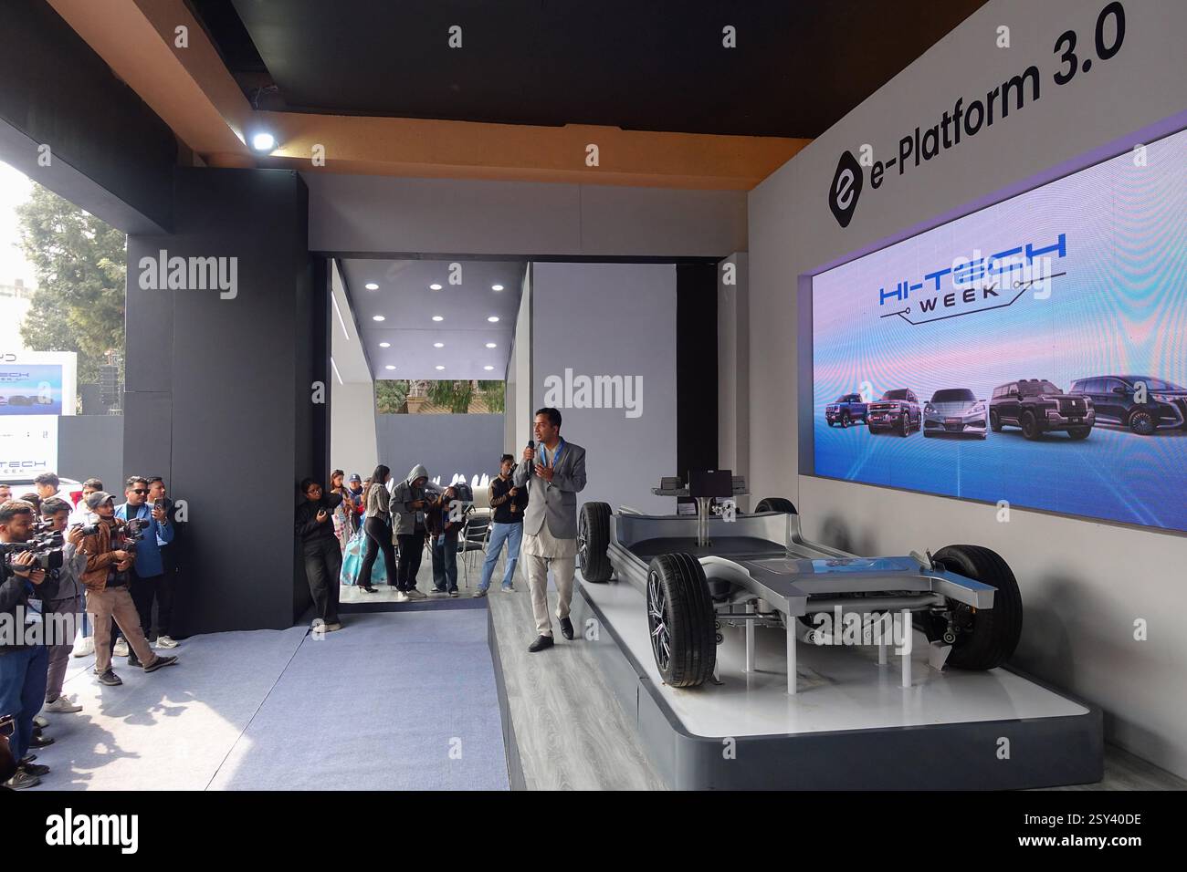 Kathmandu, Nepal.26th February 2025. BYD's e-Platform 3.0 designed exclusively for pure EVs, is ...