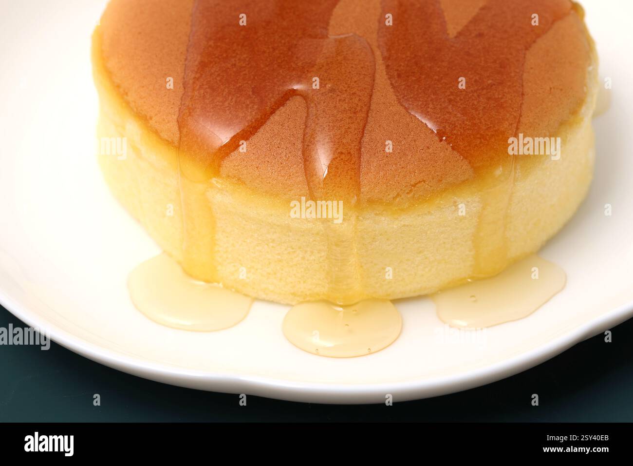 Homemade round castella cake with honey, Sponge cake. Homemade bakery ...