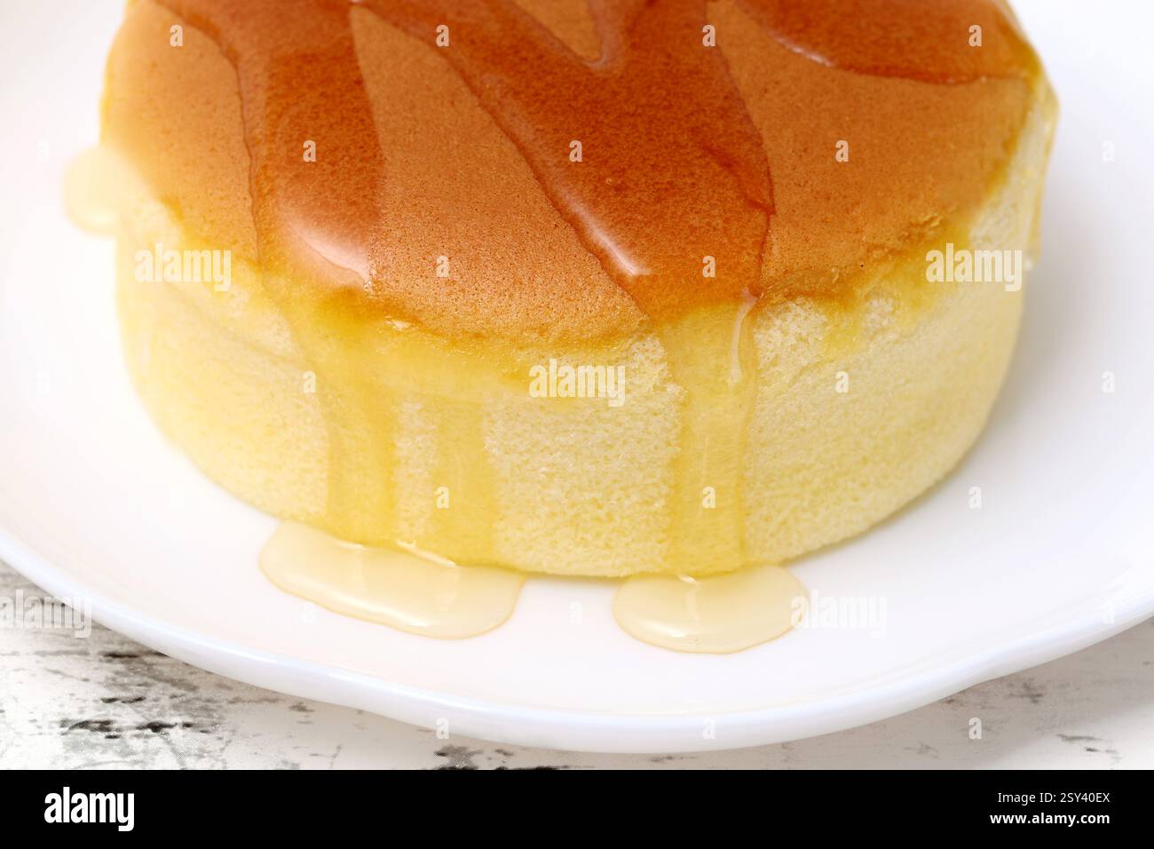 Homemade round castella cake with honey, Sponge cake. Homemade bakery ...