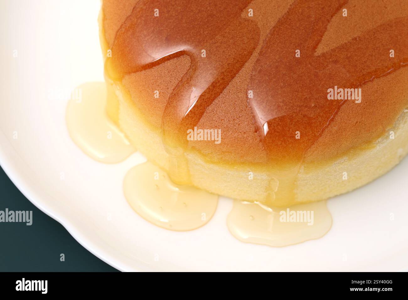 Homemade round castella cake, Sponge cake with honey. Homemade bakery ...