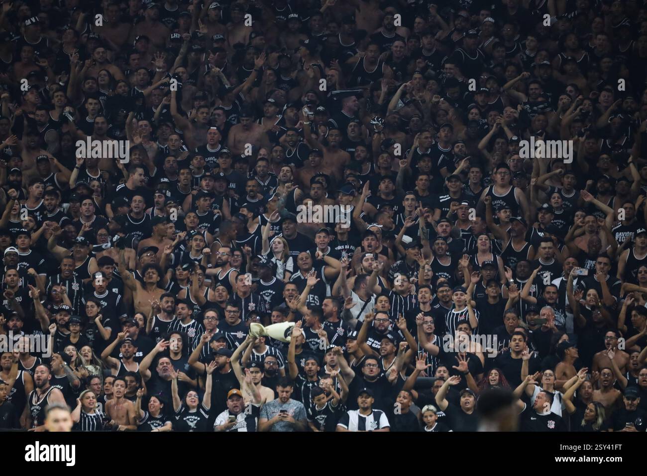 Corinthians fans during the match against Universidad Central in the ...