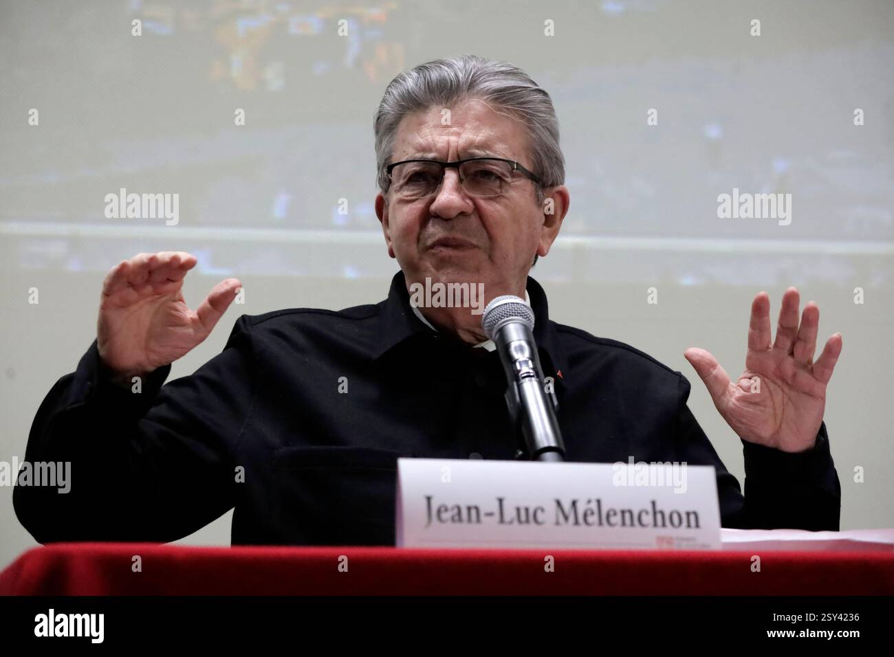 French politician Jean-Luc Melenchon presents his book: Now the People ...