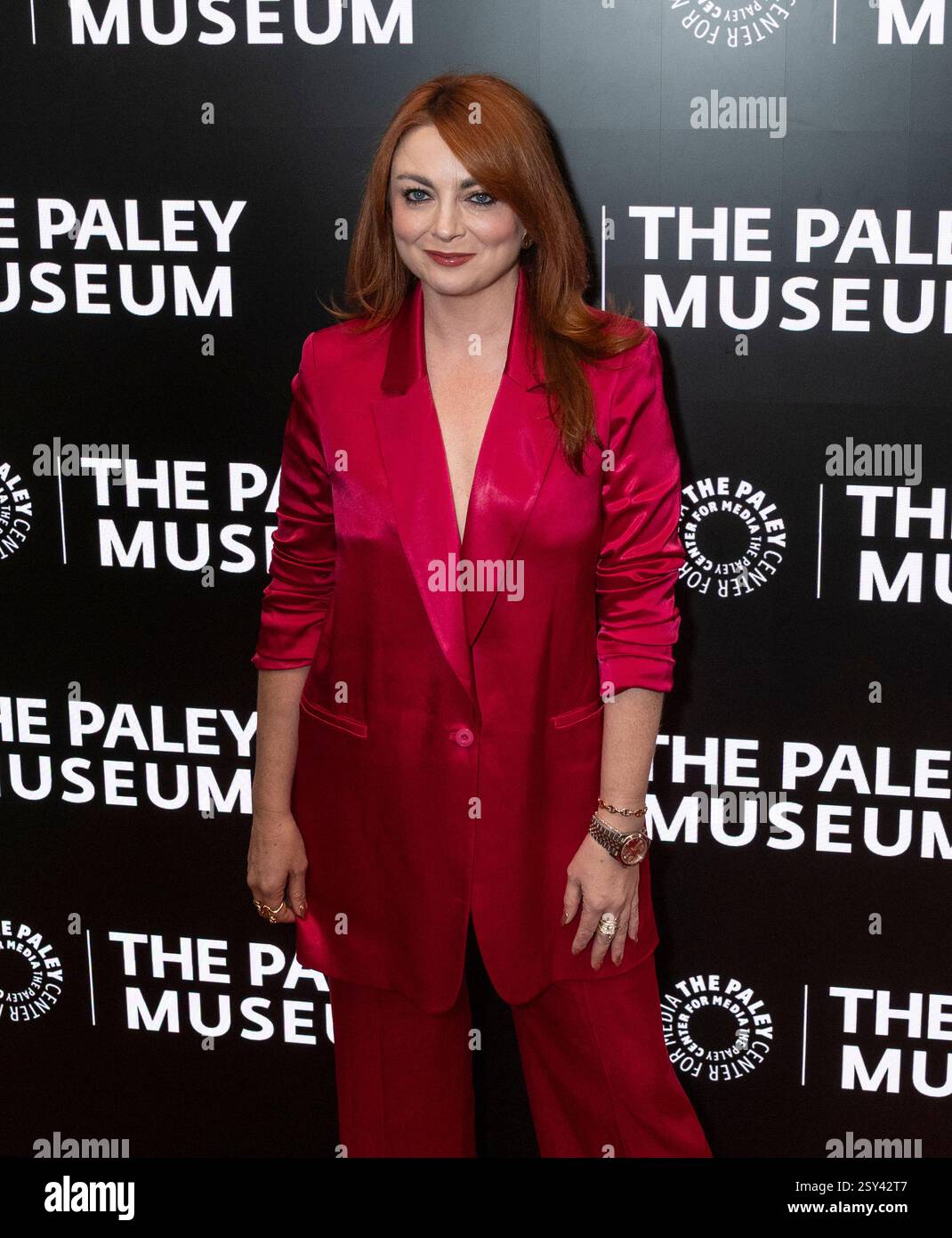 New York, USA. 26th Feb, 2025. Samantha Barry wearing dress by Stacey ...