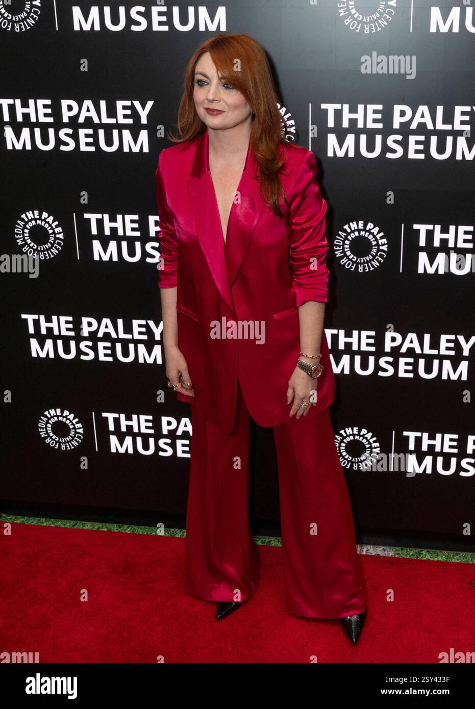 New York, USA. 26th Feb, 2025. Samantha Barry wearing dress by Stacey ...