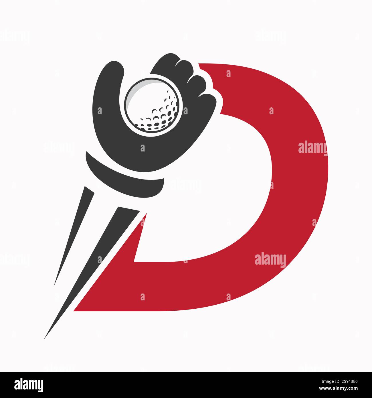 Initial Golf Logo On Letter D Concept With Hand And Golf Ball Symbol ...
