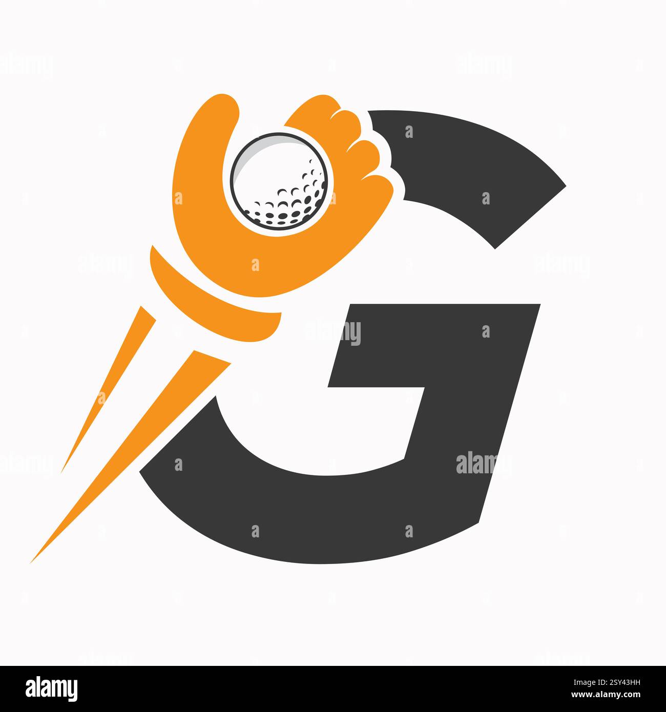 Initial Golf Logo On Letter G Concept With Hand And Golf Ball Symbol ...