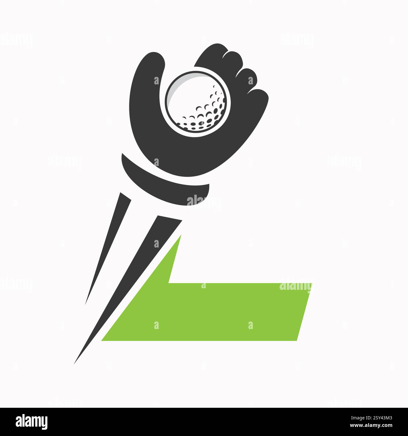 Initial Golf Logo On Letter L Concept With Hand And Golf Ball Symbol ...