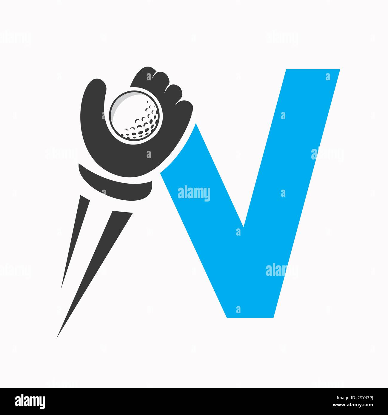 Initial Golf Logo On Letter N Concept With Hand And Golf Ball Symbol ...