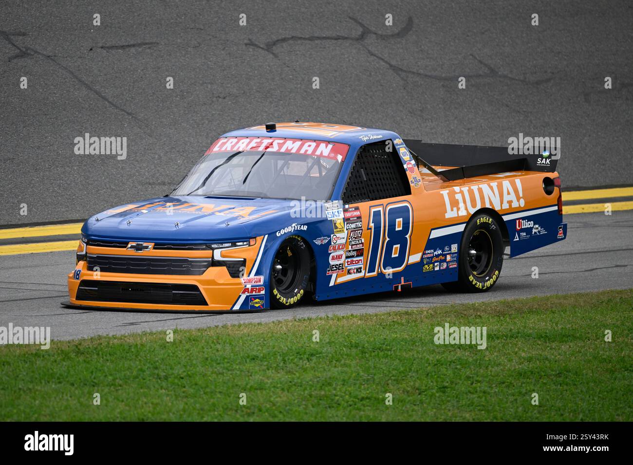 Tyler Ankrum (18) during qualifying for a NASCAR truck series auto race ...