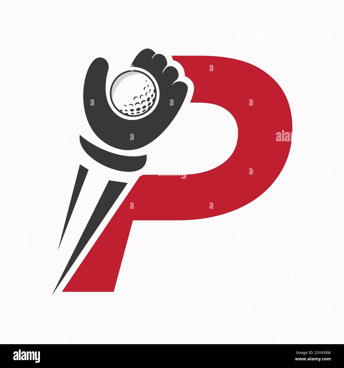 Initial Golf Logo On Letter P Concept With Hand And Golf Ball Symbol ...