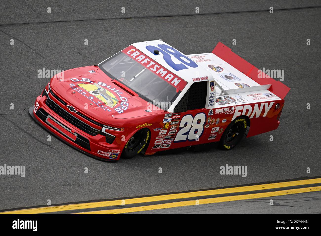 Bryan Dauzat (28) during qualifying for a NASCAR truck series auto race ...