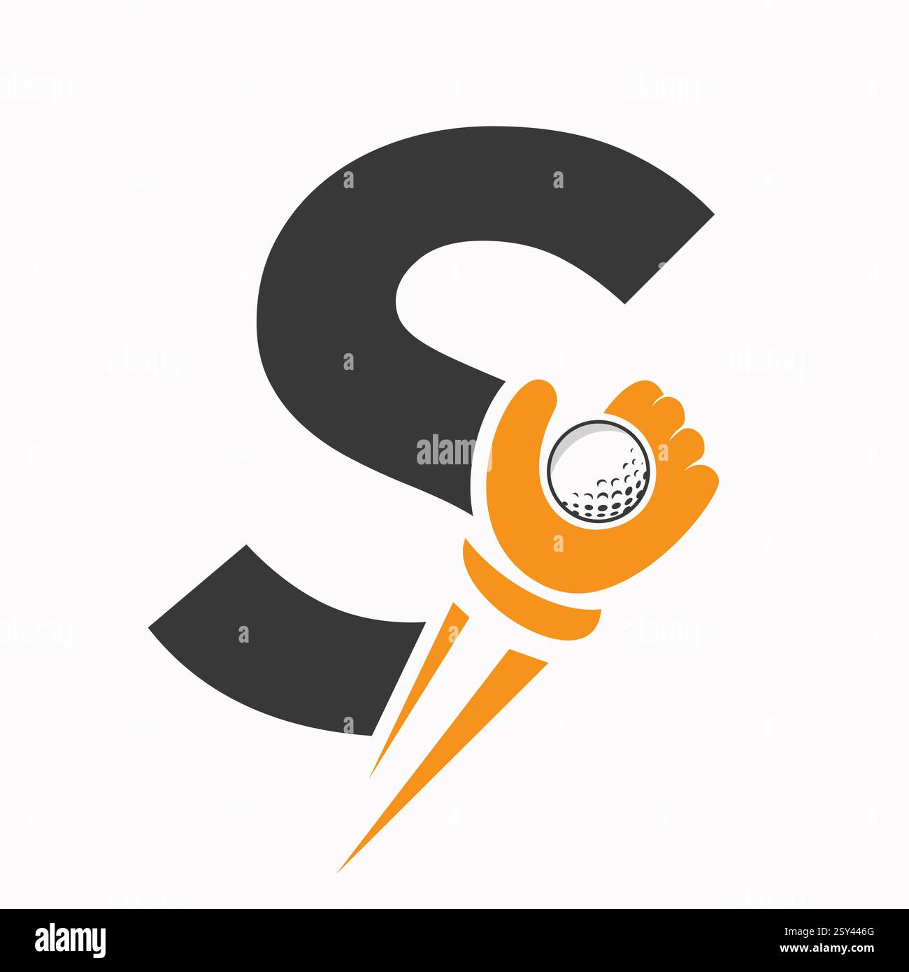 Initial Golf Logo On Letter S Concept With Hand And Golf Ball Symbol ...