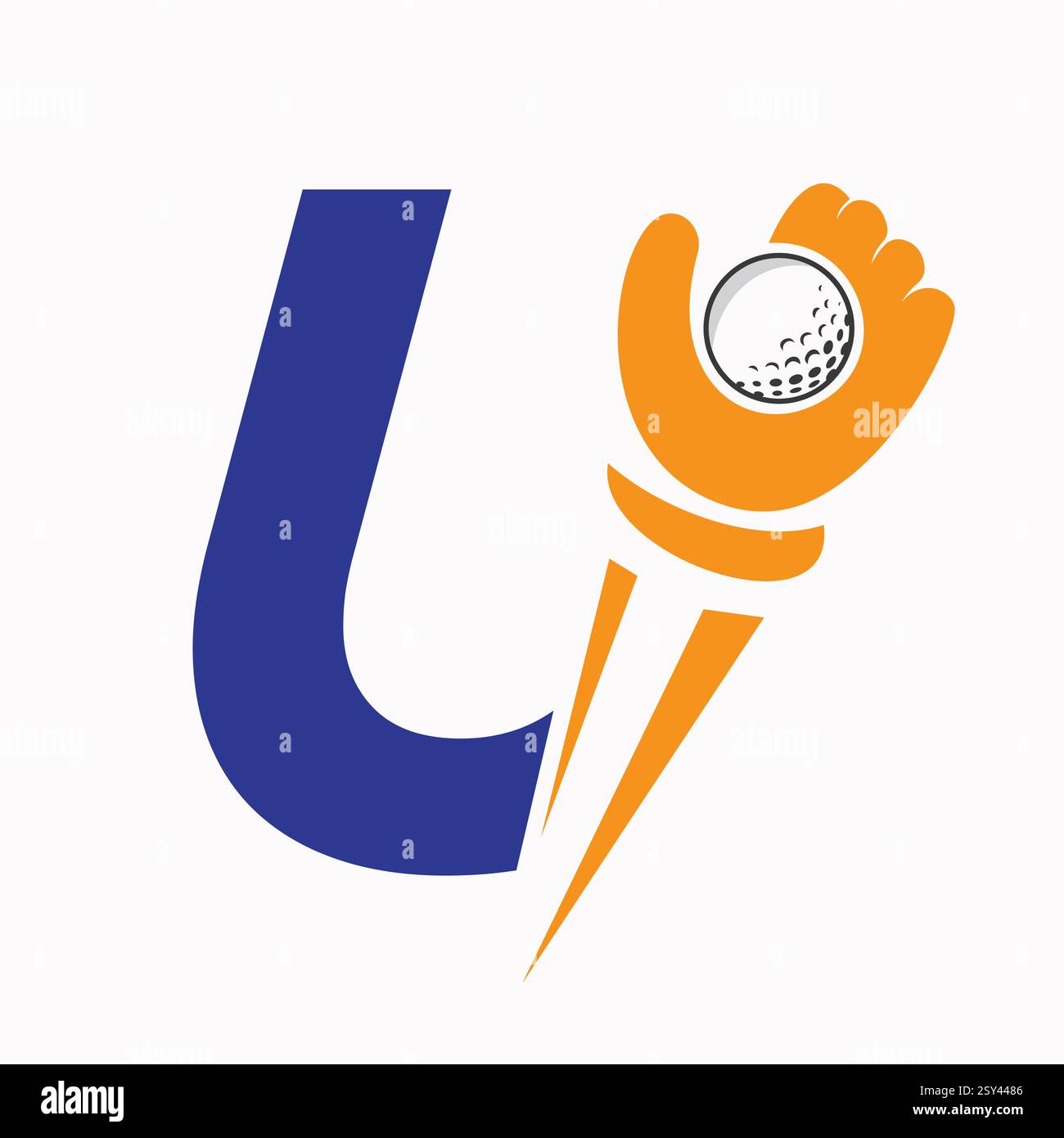 Initial Golf Logo On Letter U Concept With Hand And Golf Ball Symbol ...