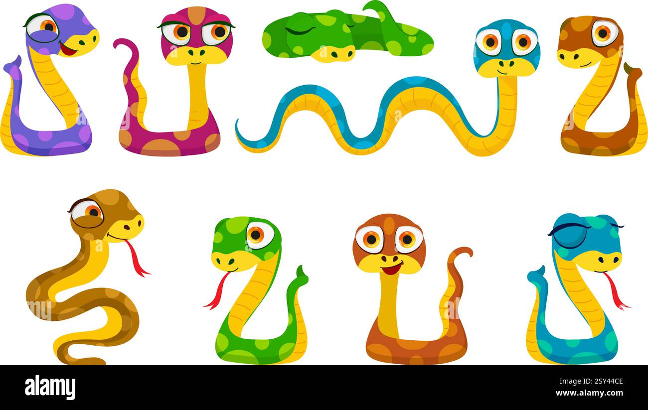 Cute color snakes set. Chinese horoscope zodiac sign. Snake characters ...
