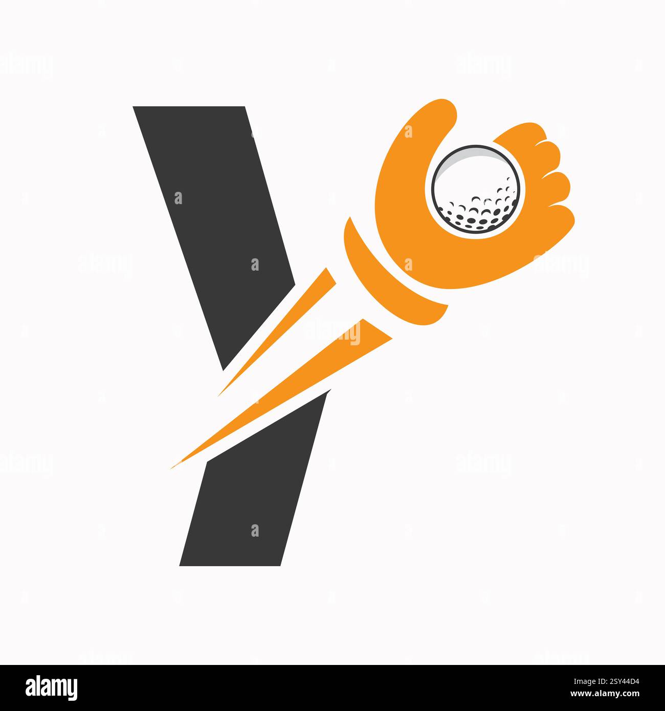 Initial Golf Logo On Letter Y Concept With Hand And Golf Ball Symbol ...