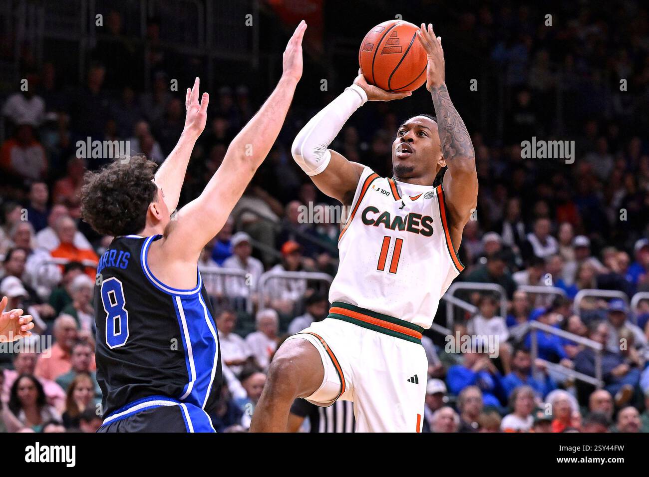 CORAL GABLES, FL - FEBRUARY 25: Miami guard A.J. Staton-McCray (11 ...