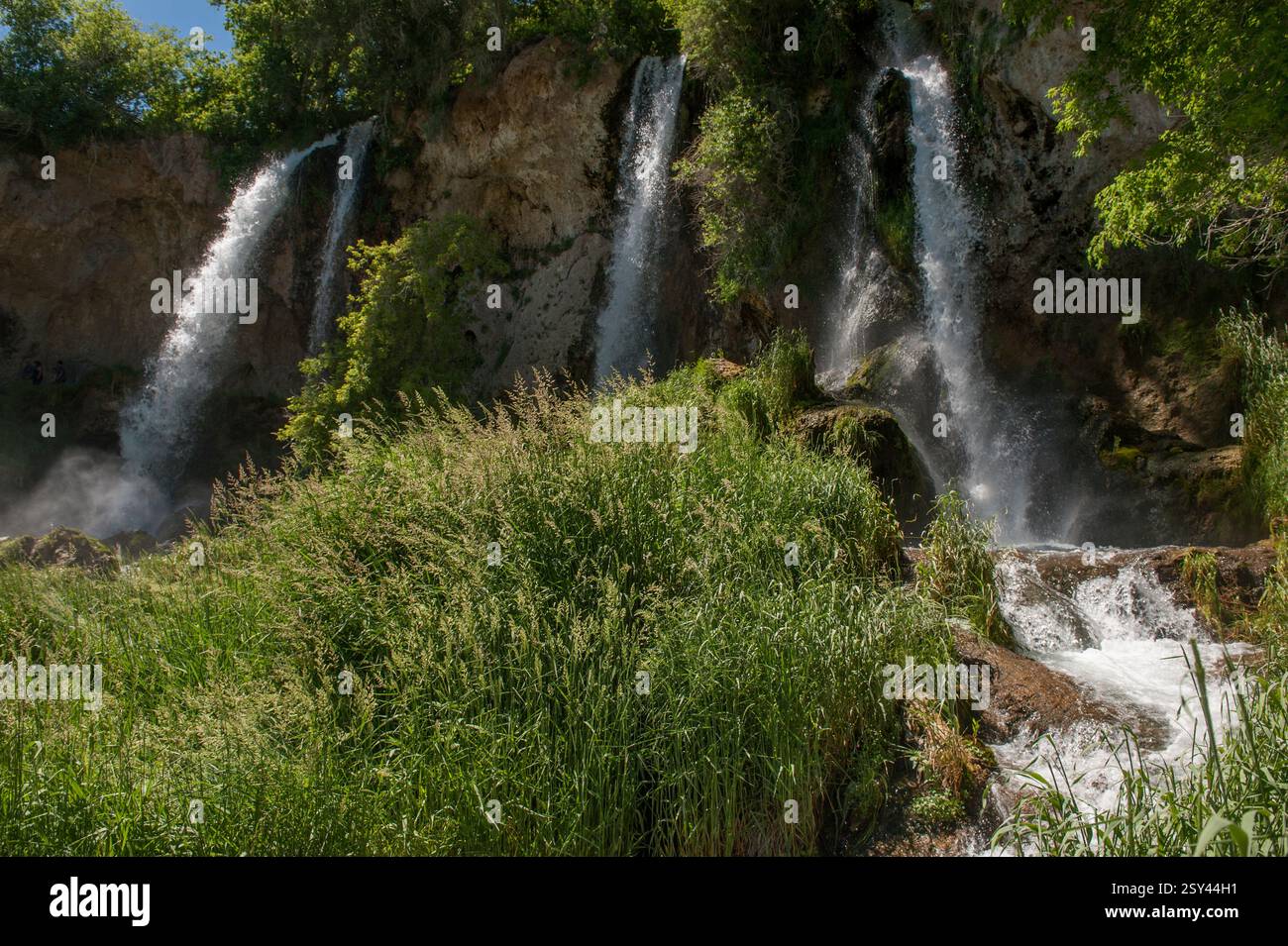 The triple waterfall at Rifle Falls State Park, near Rifle, Colorado ...