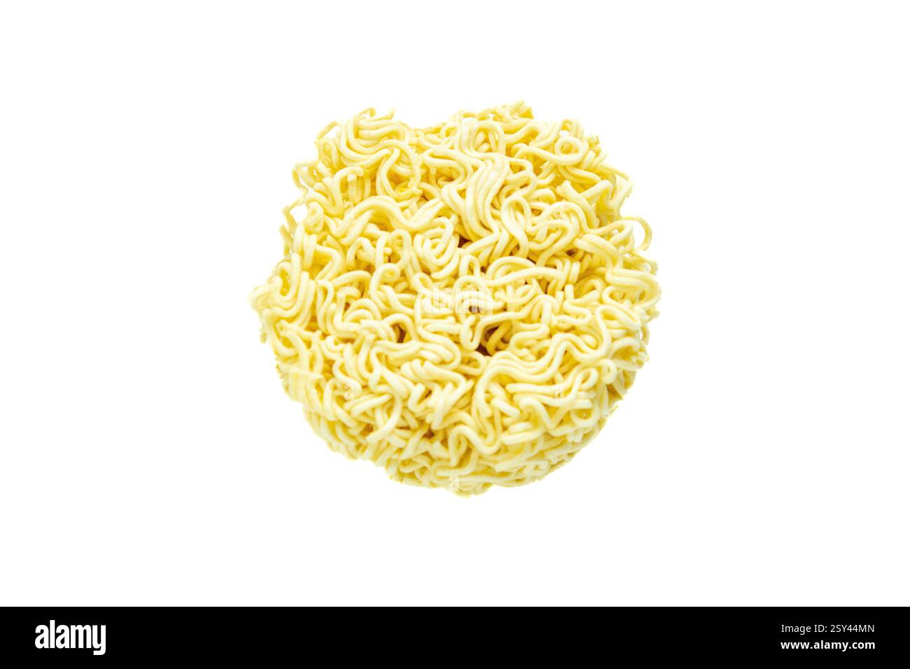 Uncooked round raw instant noodles on a white background Stock Photo ...
