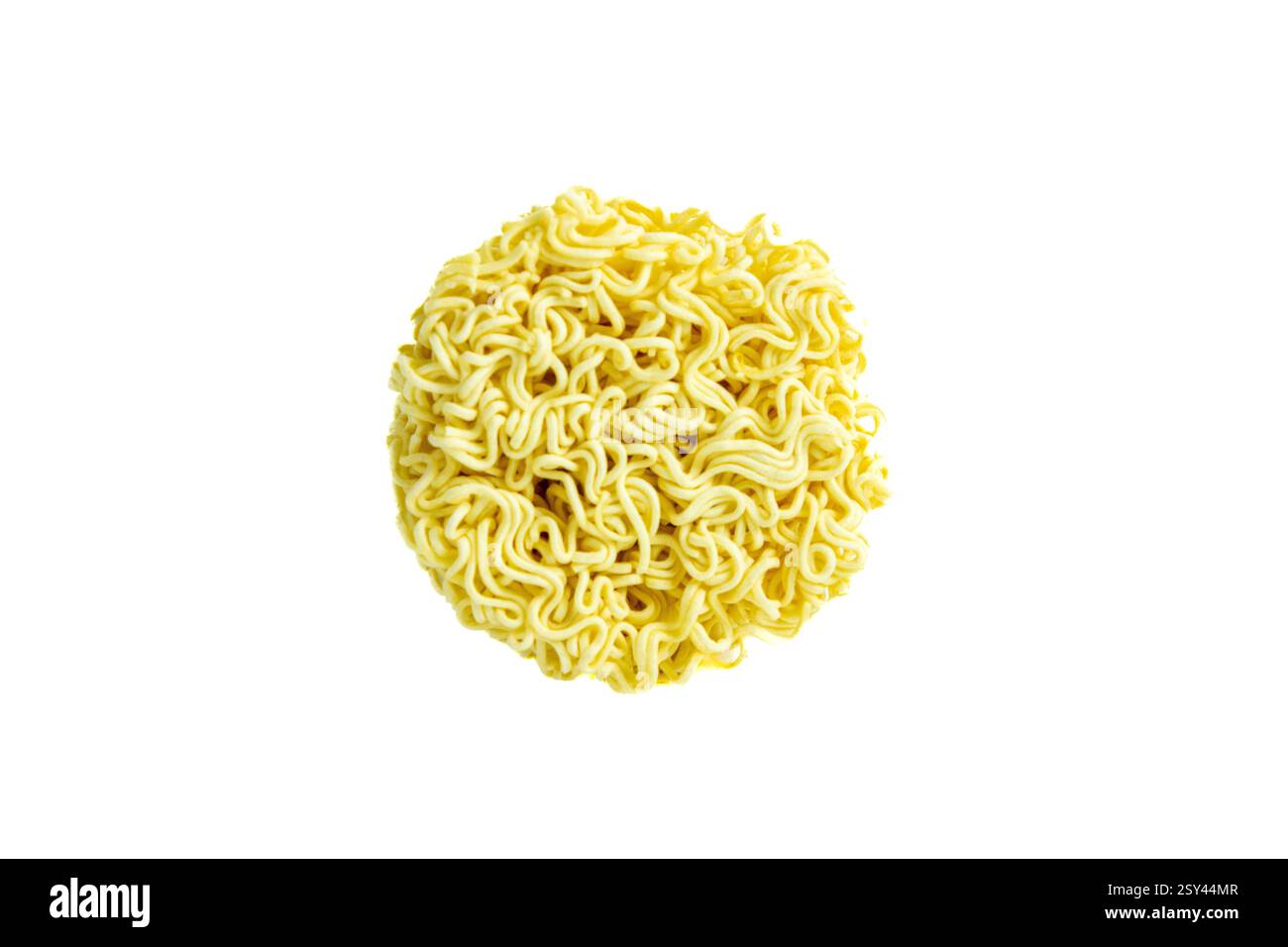 Uncooked round raw instant noodles on a white background Stock Photo ...