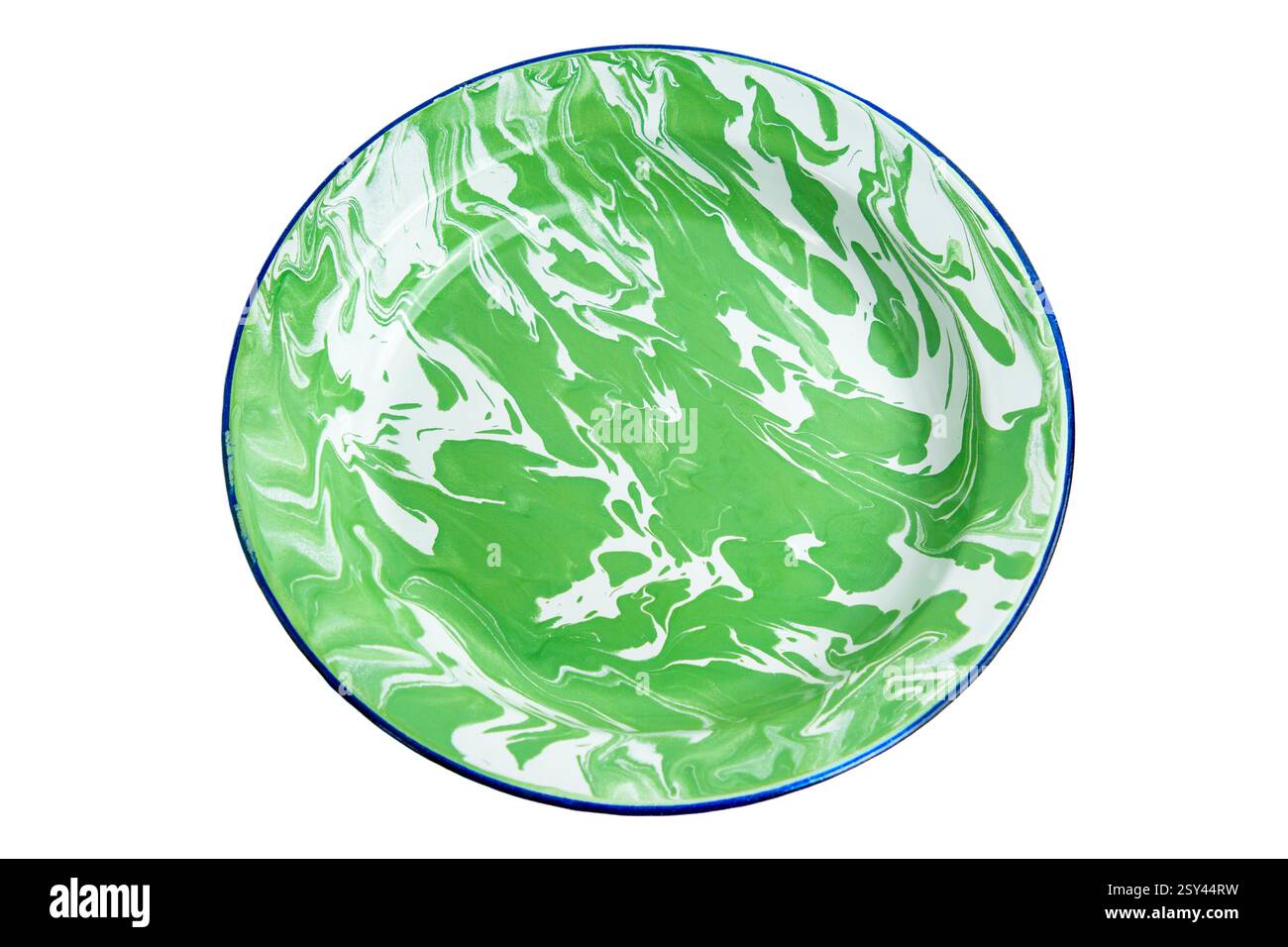 An old indonesian plate with green stripes on a white background Stock ...