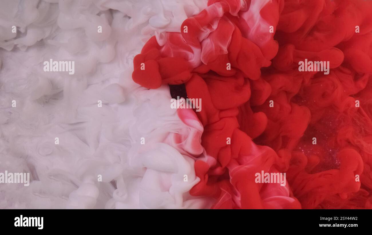 Fog shimmer. Glitter texture paint. Defocused red white haze mist ink ...