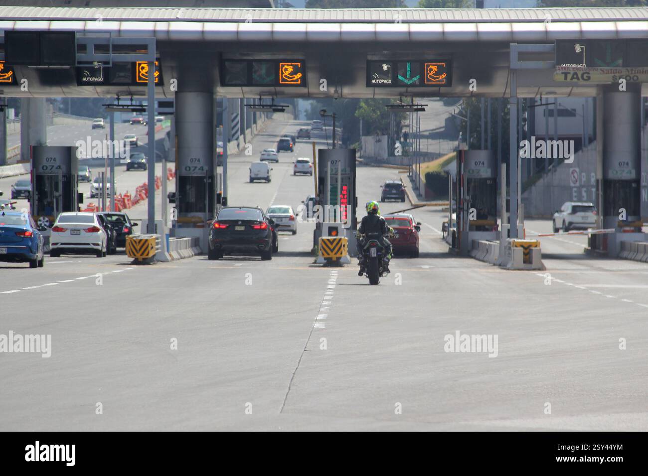 Mexico City, Mexico - Jan 1 2025: Toll booth at the exit to the CDMX ...