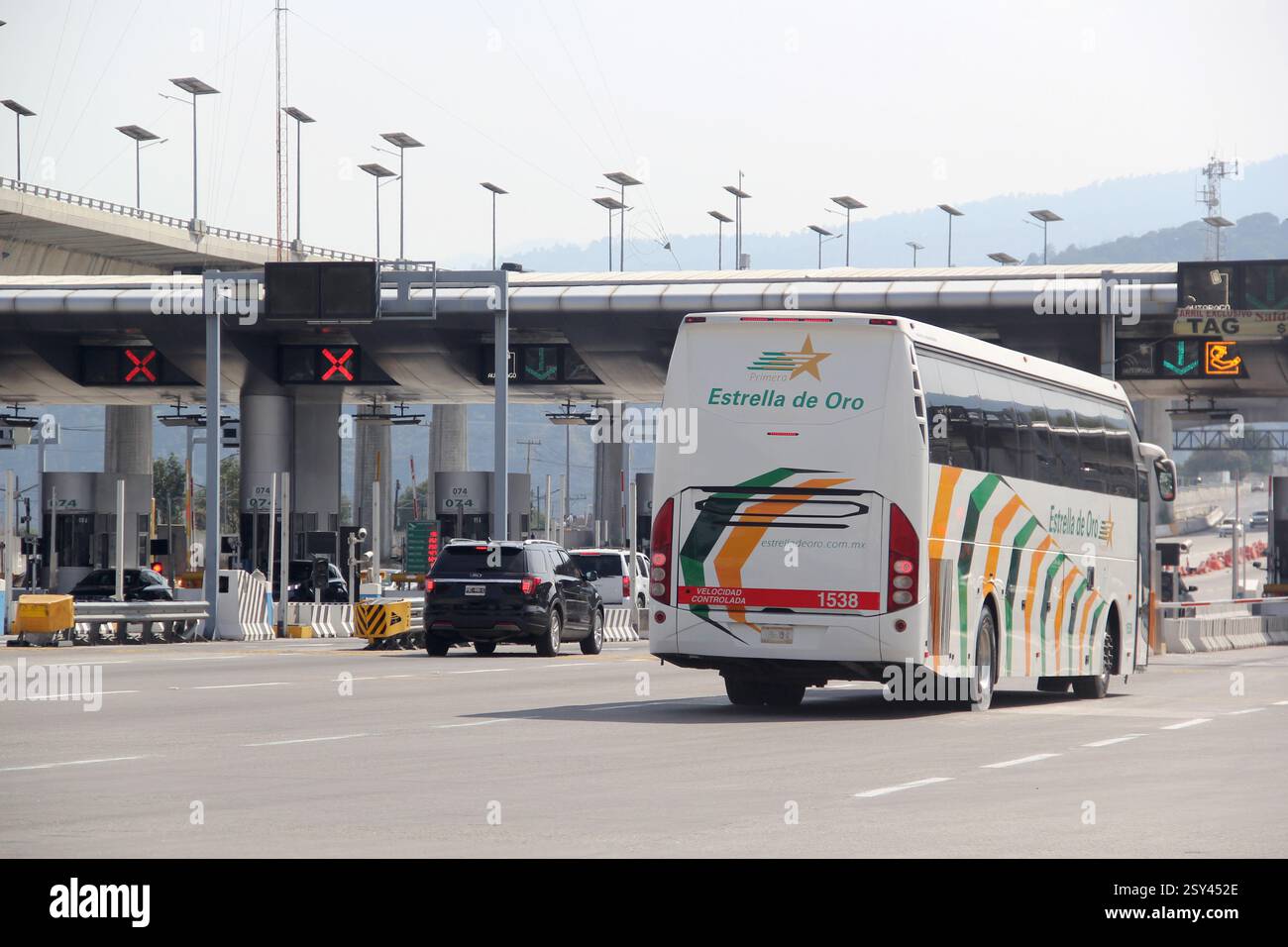 Mexico City, Mexico - Jan 1 2025: Toll booth at the exit to the CDMX ...