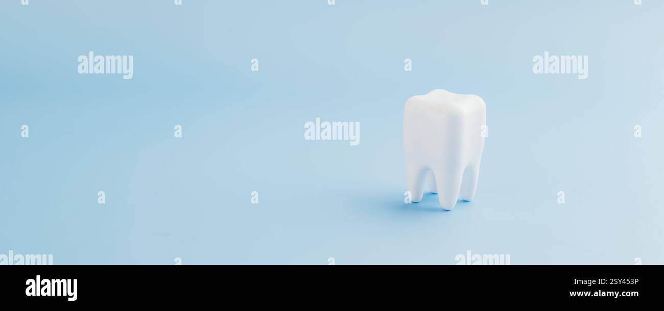 Dentist Day. A Dentist displays a close-up dental teeth model on a blue ...