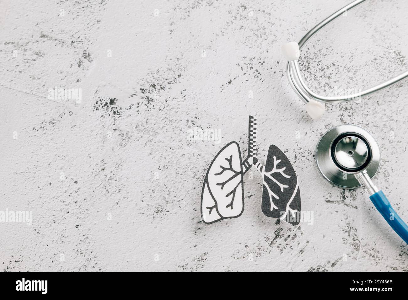 Celebrate World TB Day with a stethoscope and lungs paper on gray ...